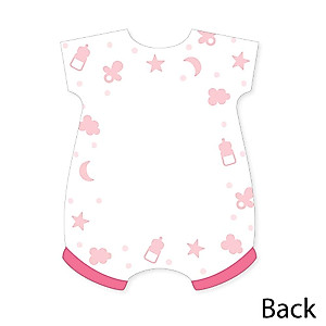 Big Dot of Happiness - Itâ€™s a Girl - Shaped Thank You Cards - Pink Baby Shower Thank You Note Cards with Envelopes - Set of 12