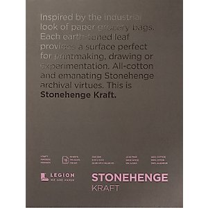 Stonehenge 100% Cotton Medium Weight Pad, Kraft, 250gsm, 15 Sheets for Dry Media (9X12)