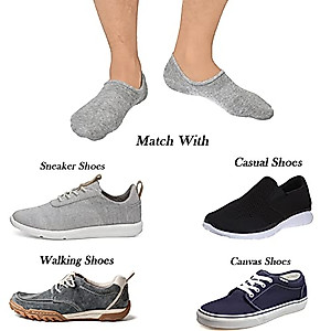 JORMATT 6 Pairs Men No Show Low Cut Socks Non-Slip Women Athletic Sneaker Socks Comfort Cotton Casual Invisible Socks, men shoe size 10-13