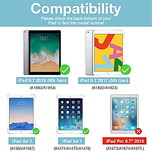 ProCase Smart Case for iPad 9.7 Inch iPad 6th 5th Generation Cases, iPad Air 2, iPad Air Case, Slim Soft TPU Cover Stand Smart Case for iPad 9.7 2018 2017 Model iPad Air 2 Air 1 -SkyBlue