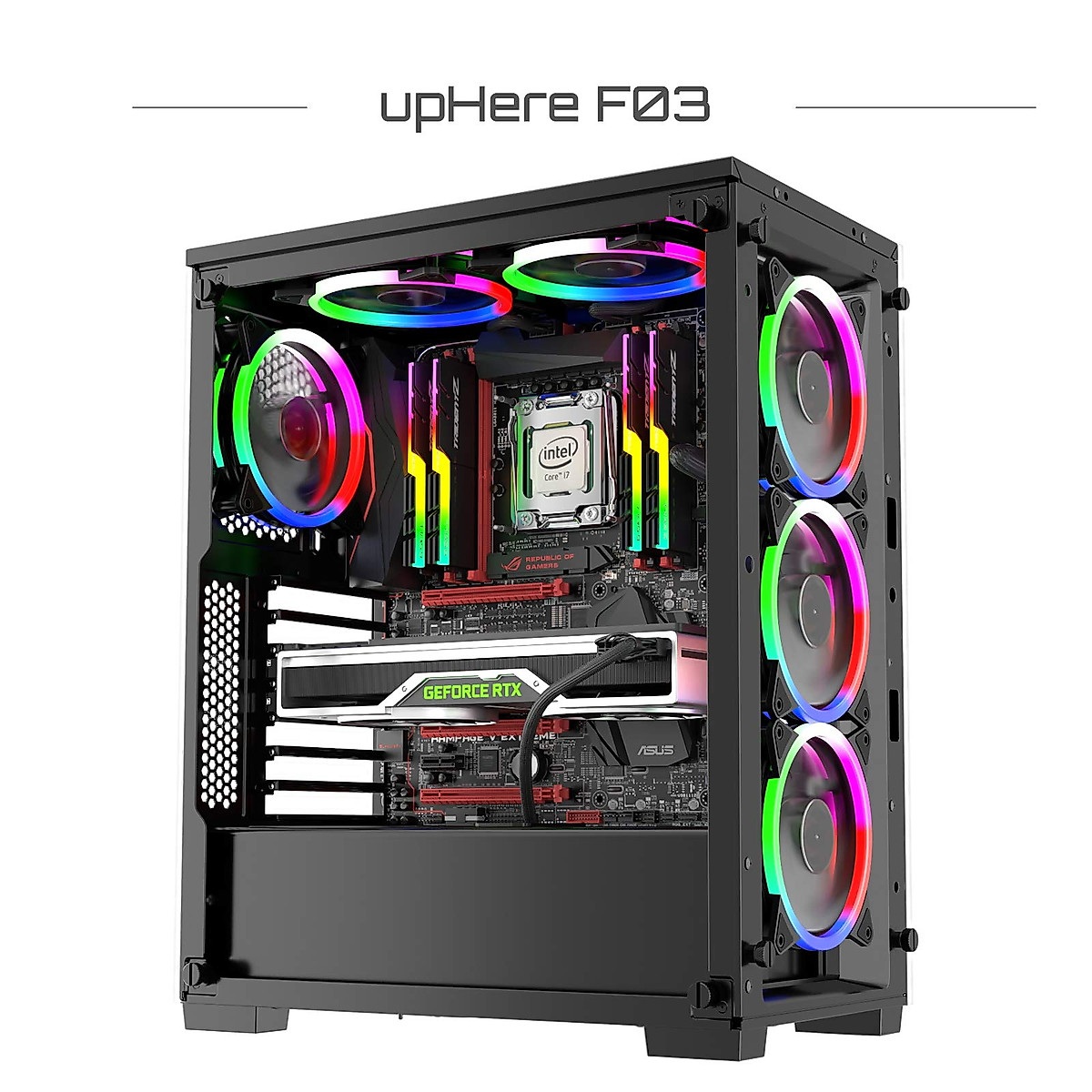 upHere 120mm LED Silent Fan for Computer Cases, CPU Coolers, and Radiators Ultra Quiet,Triple Pack Colorful Case Fan,F03