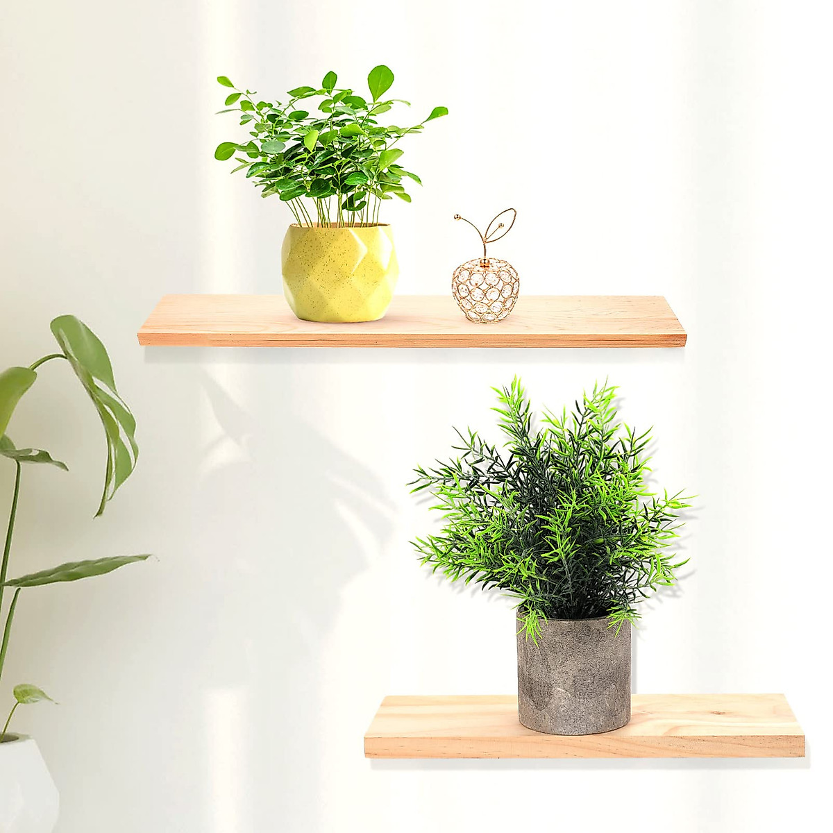 Cabilock 3 Sets Floating Shelf Wooden Shelf Farmhouse Hanging Wooden Shelving Wood Decor Moon Shelf Invisible Shelves Rustic Home Decor Shelves for Wall Decor Sturdy Wall-Mounted Bookshelf