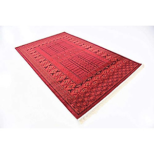 Unique Loom Tekke Collection Over-Dyed Saturated Traditional Torkaman Area Rug, 5 x 8 ft, Red/Black