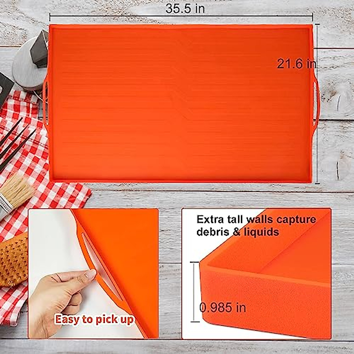 36 inch Silicone Mat for Blackstone Griddle Top,Blackstone Griddle Cover,Waterproof Non Stick BBQ Grill Mat Grill Lid,Silicone Mat Handle for Easy Lift,Lightweight Durable Liner Protective Accessories