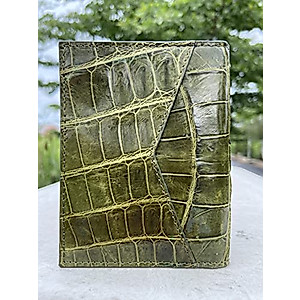 Double side Moss Green Crocodile Alligator leather skin Credit Cardholder, leather credit cardcase, leather creditcard cover