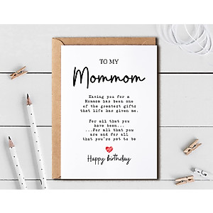 To My Mommom - Mommom Birthday Card - Mommom Is The Greatest Gifts In My Life - Birthday Card For Mommom - Gift For Mommom Card