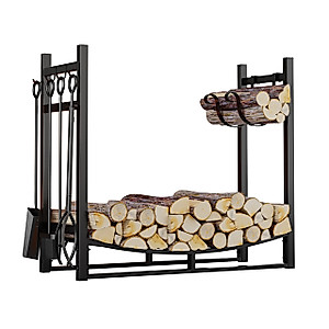 Fire Beauty Fireplace Log Rack with Kindling Holder Firewood Holder for Wood Storage Storage Log Holder Include 4 Tools (19.8)