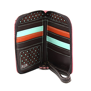 CHALA Zip Around Wallet, Wristlet, 8 Credit Card Slots, Sturdy Pu Leather - Ballerina - Pink