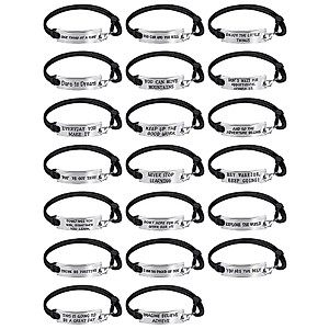 SATINIOR 20 Pieces Inspirational Message Leather Bracelets Motivational Quotes Adjustable Bangle Bracelets for Women (Encouraging Style)(SATINIOR-K-Inspirational Bangle-41)