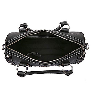 Sugar Skull Day of the Dead Punk Art Purse Removable Strap Women Satchel Handbag Shoulder Bag Wallet Set (Black Set)