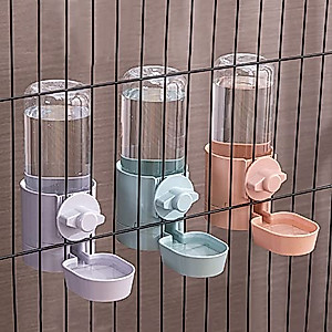 WUIUN Rabbit Water Feeder, Pet Cage Suspended Water Dispenser, Hanging Automatic Small Animal Water Bottle Bowl for Bunny Cat(2pcs,Blue)