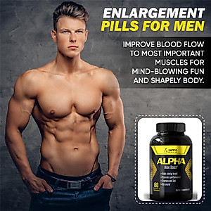 Alpha Enlargement Pills for Men - Increase 2 in 60 Days Male Enhancing Supplement - Horny Goat Weed Muscle Builder - Testosterone Booster for Men - Energy, Strength, Stamina, Endurance, Performance
