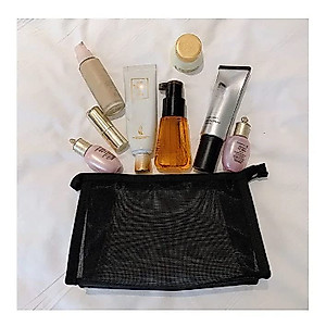 ZITEZHGO 3 Sets Clear Mesh Cosmetic Bag Small Makeup Bag Travel Makeup Organizer Black Makeup Pouch Toiletry Bag Purse (Black)