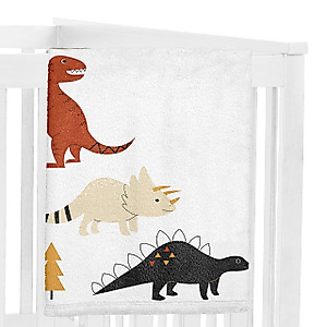 Sweet Jojo Designs Mod Dino Boy Girl Milestone Blanket Monthly Newborn First Year Growth Mat Baby Shower Memory Keepsake - Orange Tan Rust Taupe Mustard Yellow Beige Brown Black Modern Dinosaur Boho