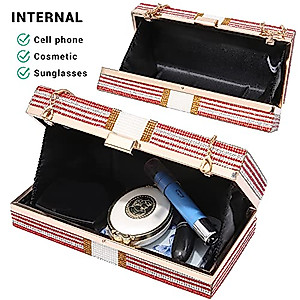 Money Clutch Purses for Women, Stack of Cash Dollars Crystal Clutch Purses (Red)