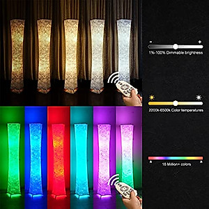 LEONC Design 61 Inch Soft Light LED Floor Lamp,RGB Color Changing Light Bulb Fabric Shade Modern Floor Lamp for Livingroom Bedroom Warm Atmosphere Tyvek Dupont 10 x 10 x 61Inch
