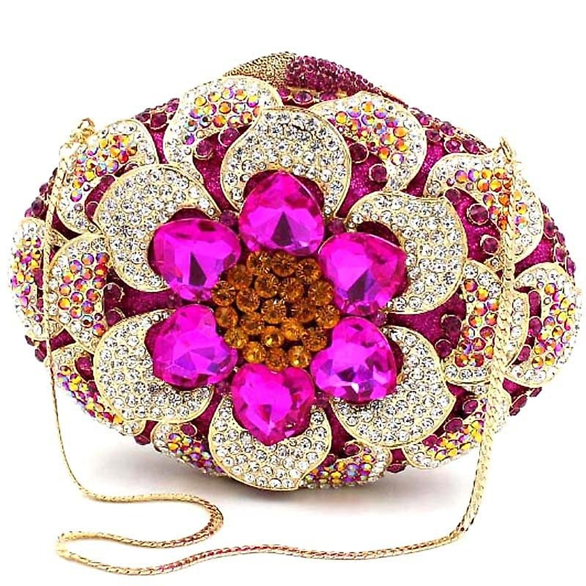 ZLXDP Rose Flower Diamond Crystal Party Bags for Girls Handbag Women Evening Clutch Bag