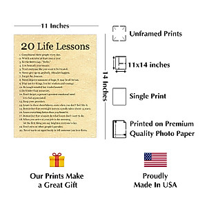 20 Life Lessons - Inspirational Wall Decor, Motivational Modern Typography Wall Art Print Is A Quotes Photo For Living Room Decor, Office Decor, Home Decor, or Room Decor Aesthetic, Unframed - 11x14