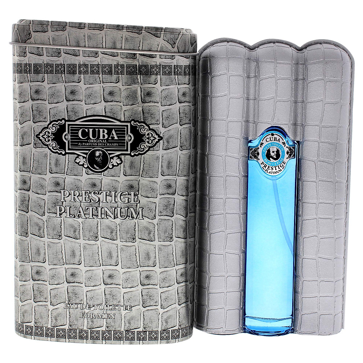 Cuba Original by Parfums Des Champs Prestige Platinum by Cuba, 3 oz Eau De Toilette Spray for Men (CUBPRPM0009002)