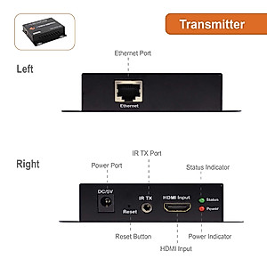 J-Tech Digital HDMI Extender Over Single Cat5e/6/7 HDMI Over Ethernet 1080p with IR Extension - Up to 400ft [TX + RX]