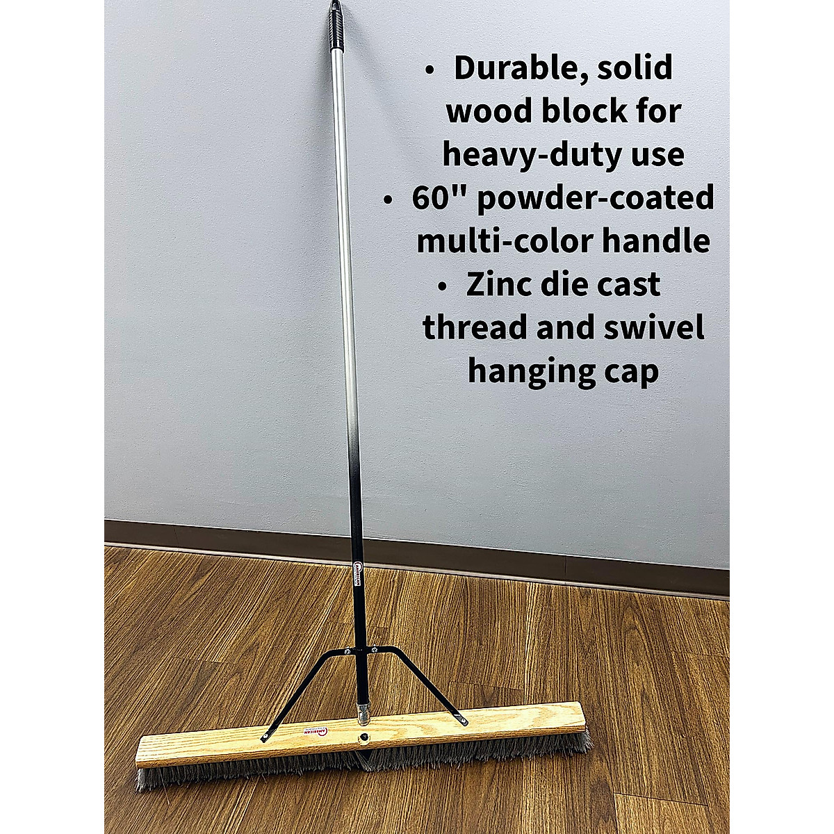 American Select Tubing Pbma36004 Heavy Duty 36" Multi-Surface Push Broom with Silver/Black Handle