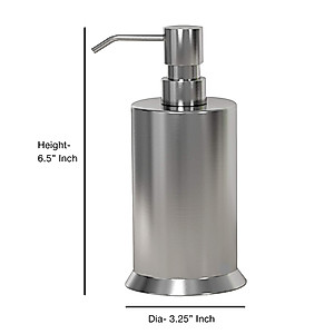 nu steel NP6H Newport Collection Liquid Soap & Lotion Dispenser Pump for Bathroom or Kitchen Countertops, Metal Pewter Finish, Brushed Stainless
