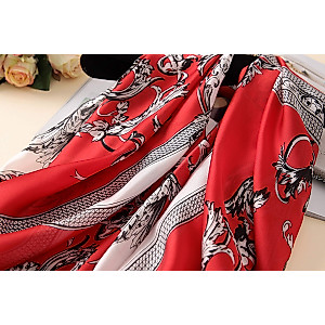 YMXHHB Silk Scarf 100% Mulberry Silk Fashion Scarves Long Lightweight Shawl Wrap (6710 Red)