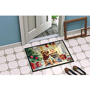 Caroline's Treasures DAC2709MAT Norfolk Terrier Cozy Christmas Doormat Front Door Mat Indoor Outdoor Rugs for Entryway, Non Slip Washable Low Pile, 18H X 27W