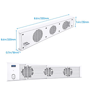 FYOUNG Slim Cooling Fan for Sony Playstation 5 Digital Edition & Ultra HD Console, Cooling System for PS5 with 3 Cooling Fans and USB Port (White)