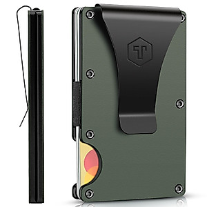 OTO Money Clip for Men-Minimalist Slim Wallet,Carbon Fiber Wallet with RFID Blocking,Aluminum Metal Credit Card Holder (Army Green)