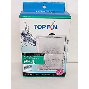Top Fin Silenstream Large PF-L Filter Cartridges Refill for PF30, PF40 and PF75 Power Filters 6.5in x 4.5in - (6 Count)