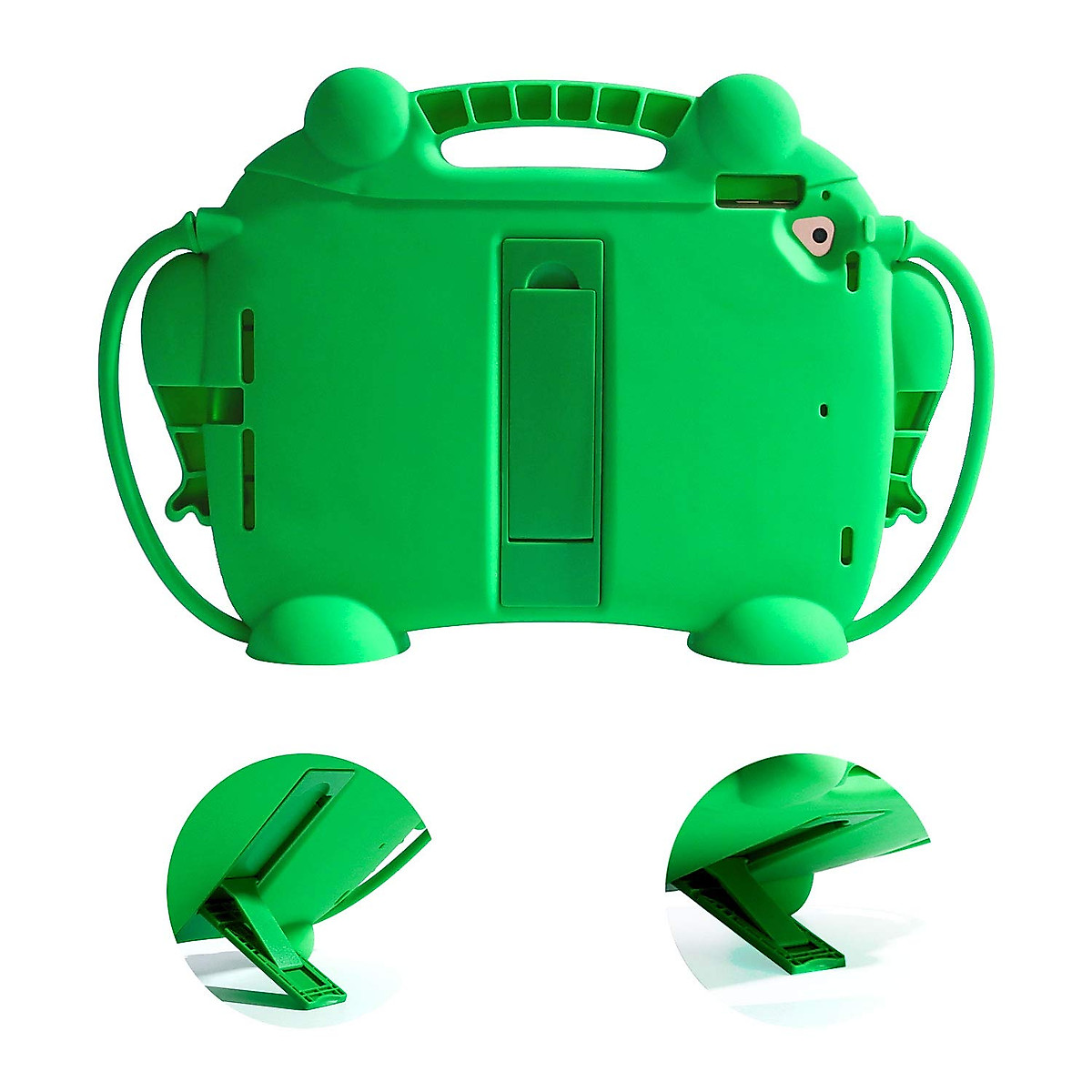CHIN FAI Kids Case for iPad 9.7 2018 2017 / iPad Air 1 2 / iPad Pro - [Eye Popping Toys] Shockproof Silicone Handle Stand Frog Protective Cover for Apple iPad 5th 6th Generation (Green)