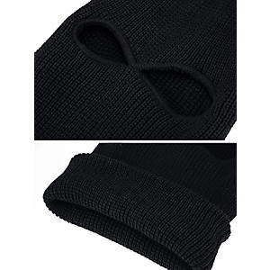 WILLBOND 2 Pieces Knitted Full Face Cover 2-Hole Winter Ski Balaclava Face Covering for Adult Supplies (Black)