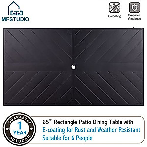 MFSTUDIO 7 Pieces Patio Dining Sets,Outdoor Furniture Set Including 1x 65 Rectangle Table and 6 High Back Sling Padded Swivel Chairs Metal Dining Set for Backyard,Garden,Deck