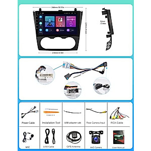 Android Car Radio Stereo for Nissan Altima 2008-2012 with Wireless Carplay Android Auto, 9” Touchscreen Radio Supports GPS Navigation, Steering Wheel Control, WiFi, Hi-Fi, FM/RDS, Split Screen
