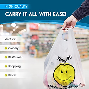 Large Happy Smiley Face T-shirt Plastic Shopping/Take Out Bags 350 pcs