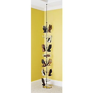 Whitmor 6 Tier Floor-To-Ceiling Shoe Spinner - Adjustable with Basket