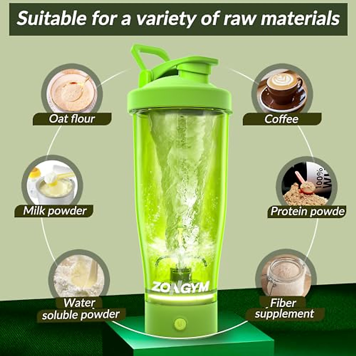 Electric Protein Shaker Bottle, 24 oz USB Rechargeable Blender Bottles, Shaker Bottles for Protein Mixes with BPA Free, Blender Accessories, Made with Tritan Portable Blender Cup for Protein Shakes