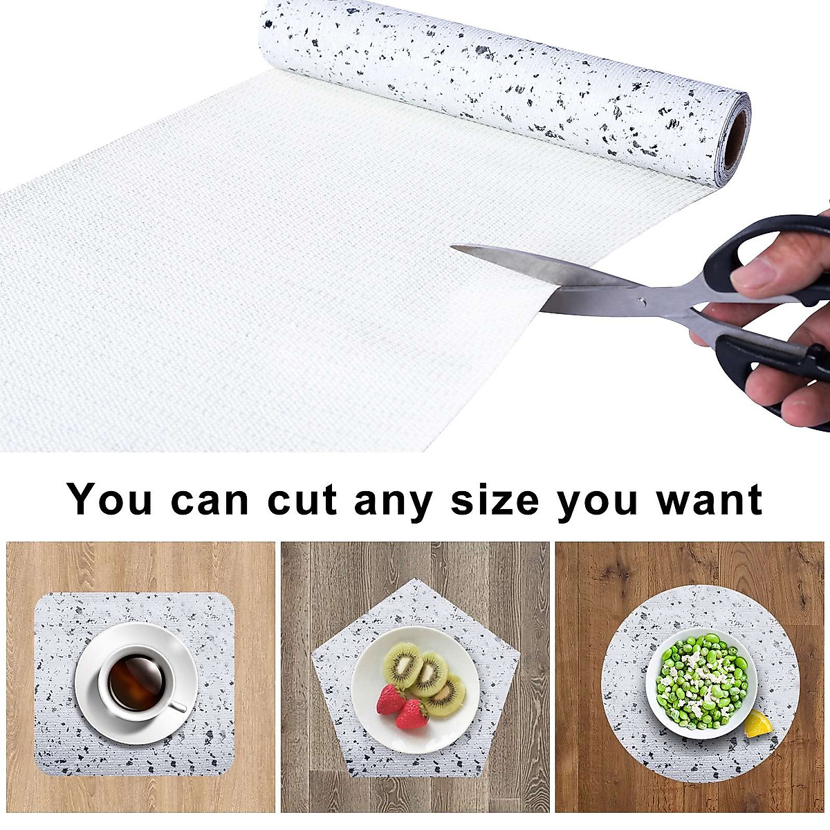 DwellAid 12inx50ft Shelf Liner for Kitchen Cabinets Non Adhesive White Kitchen Drawer Liner, Waterproof Shelf Liner Durable Anti-Slip for Kitchen Cabinets Shelf Liner