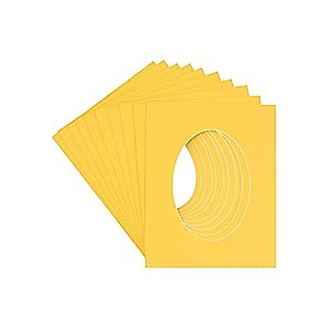 CountryArtHouse Chamois Yellow Acid Free 10x18 Oval Picture Frame Mat with White Core Bevel Cut for 8.5x11 Pictures - Fits 10x18 Frame - Pack of 10 Matboards