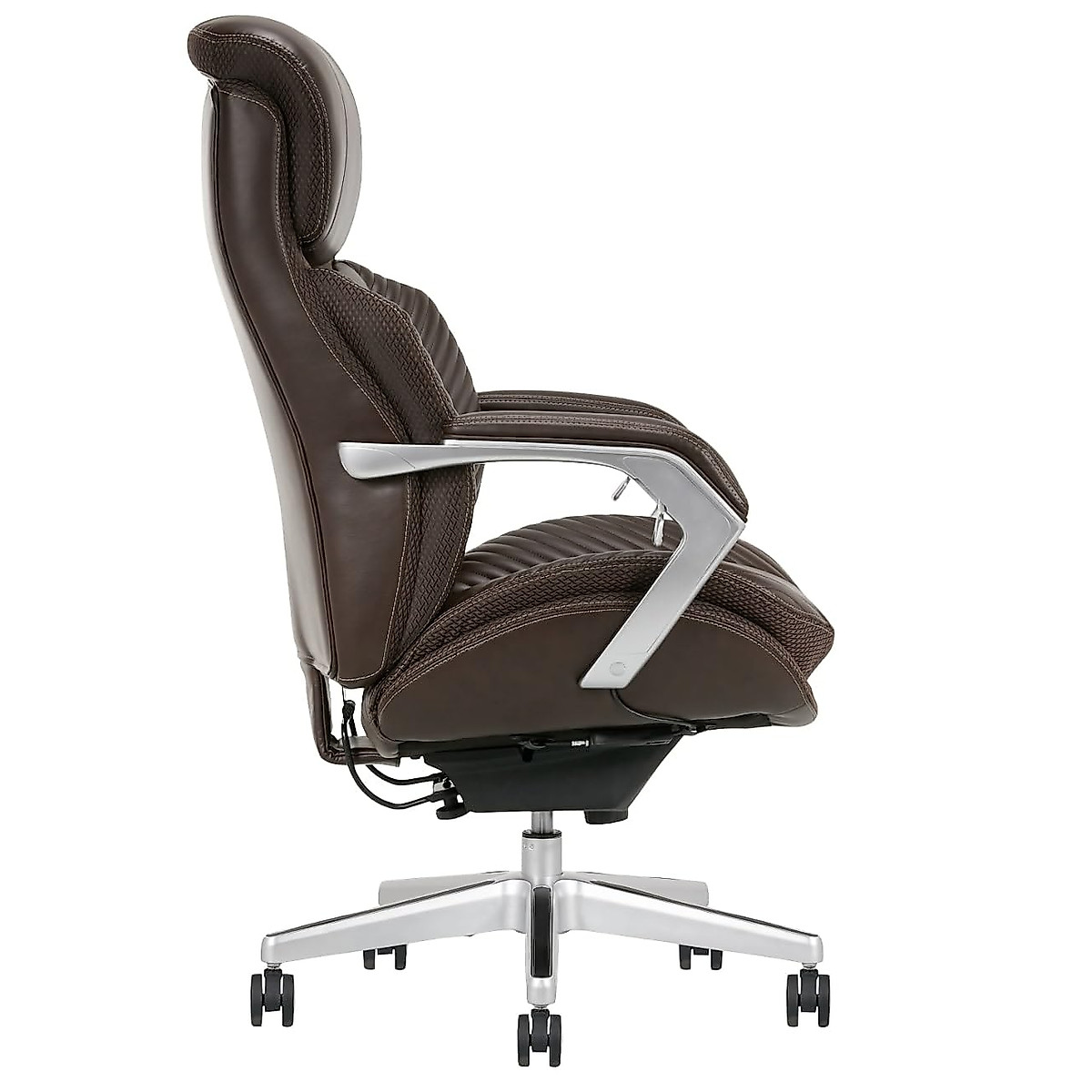 Serta iComfort i6000 Series Big & Tall Ergonomic Bonded Leather High-Back Executive Chair, Brown/Silver