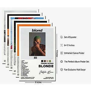 Bkioqoh A Set of 6 canvas posters,Frank Poster Ocean Blonde Poster Channel Orange Poster Nostalgia Ultra Poster 6 Piece Set,8x12IN Canvas Prints Unframed Set of 6