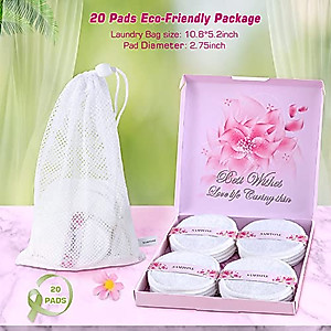 Samtone Reusable Makeup Remover Pads 20 Pack with Laundry Bag and Gift Box – 100% Organic Face Cleansing Reusable Cotton Rounds for Toner, Washable Eco-Friendly Bamboo Cotton Pads for All Skin White