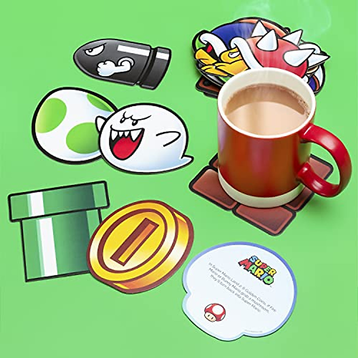 Paladone Super Mario Fun Fact Coasters, Set of 20, Officially Licensed Nintendo Merchandise, Multicolor, One Size, PP8051NN
