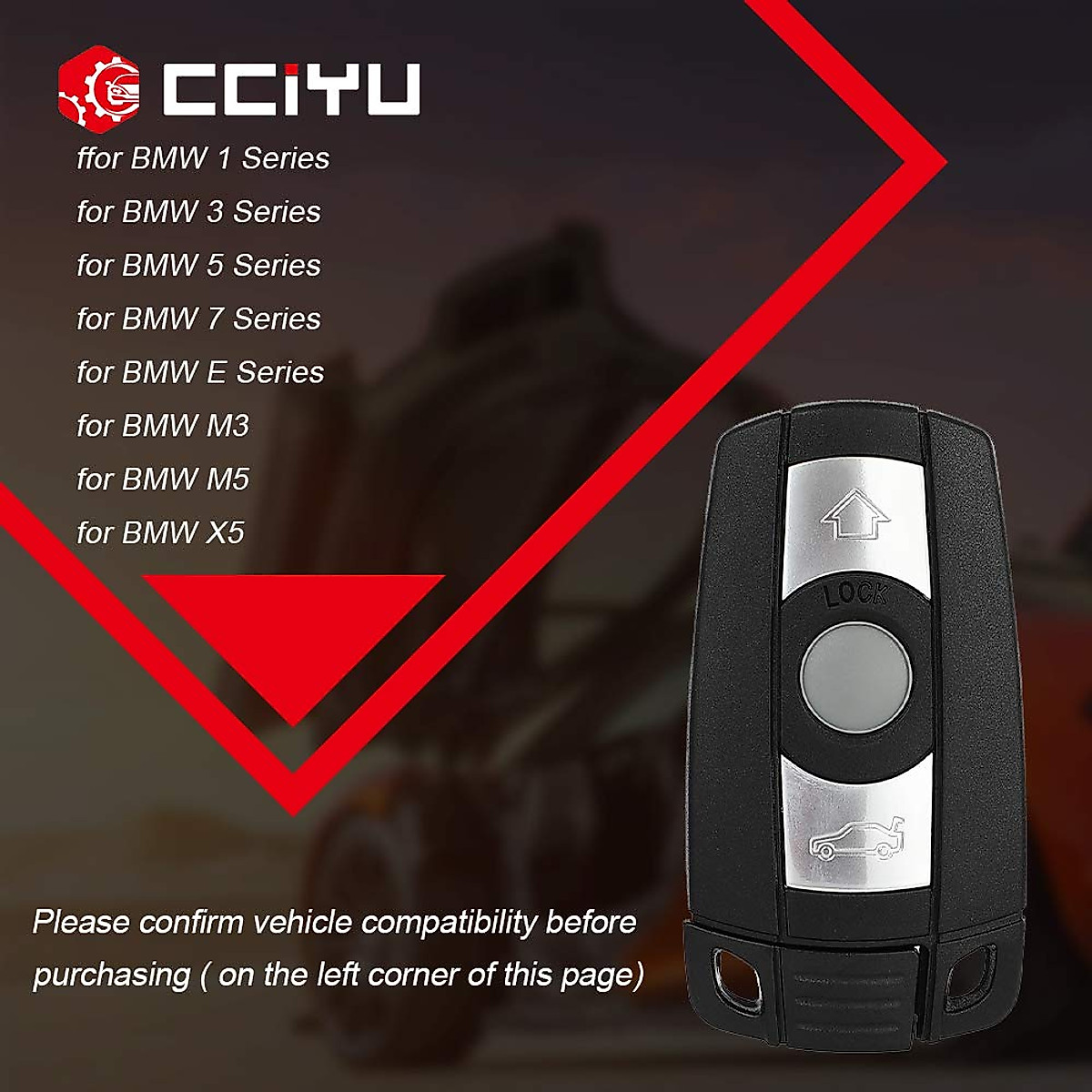 cciyu 1 X Flip Key Fob Uncut Blade (SHELL CASE) 3 Buttons Replacement for Smart Key Shell Blade Fob E90 E91 E92 E60 Remote Case for BMW 1 3 5 6 X Series