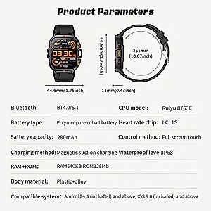 Tinwoo Smart Watch for Men Women Bluetooth Call (Answer/Dial Calls) One-Key Connection Blood Oxygen IP68 100+ Sport Modes Rugged Tactical Outdoor Smart Watches for Android and iPhone