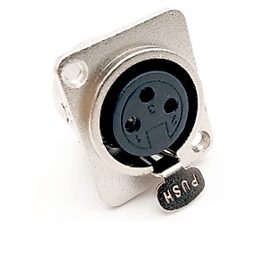 priaolker 3 Pin XLR Female Socket Metal Panel Mount Chassis Microphone Audio Jack D-Type Connector Adapter, Pack of 5