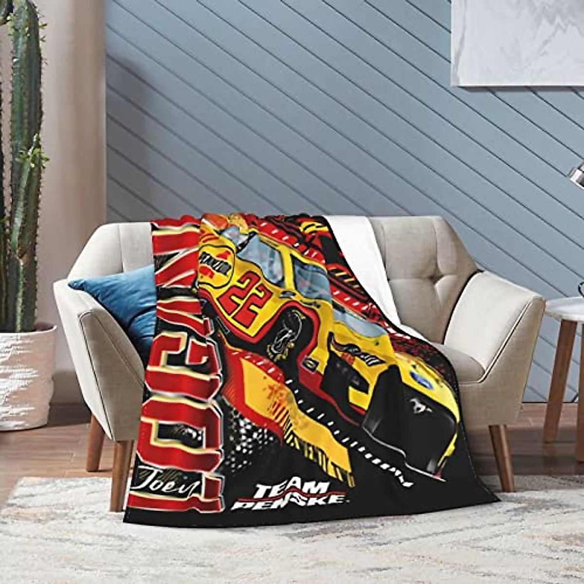 Joey Logano 22 All Season Fleece Blanket Throw Ultra Soft Flannel Blanket Digital Printed Premium Fluffy Microfiber Fleece 40"x30"