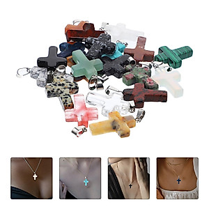 VILLCASE 20pcs Beads for Bracelets Jewels for Crafts Bracelet Kit Beads Bracelets Beads Natural Gemstone Beads Cross Pendant Gem Beads Cross Bead Charms Natural Stone Necklace Cross Beads