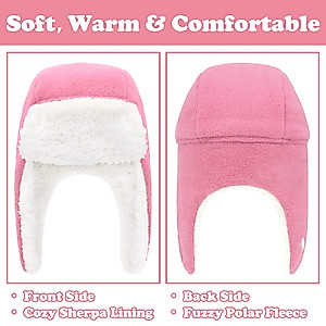 Baby Girl Winter Hat Toddler Hat and Gloves Set Baby Hats and Mittens Sherpa Lined Toddler Hats for Boys Pink 12-24 Months
